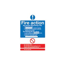 Buy Fire Action Safety Signs - 250 x 200mm now