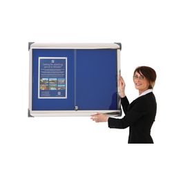 Buy Glass Sliding Showcases with Blue Frames now