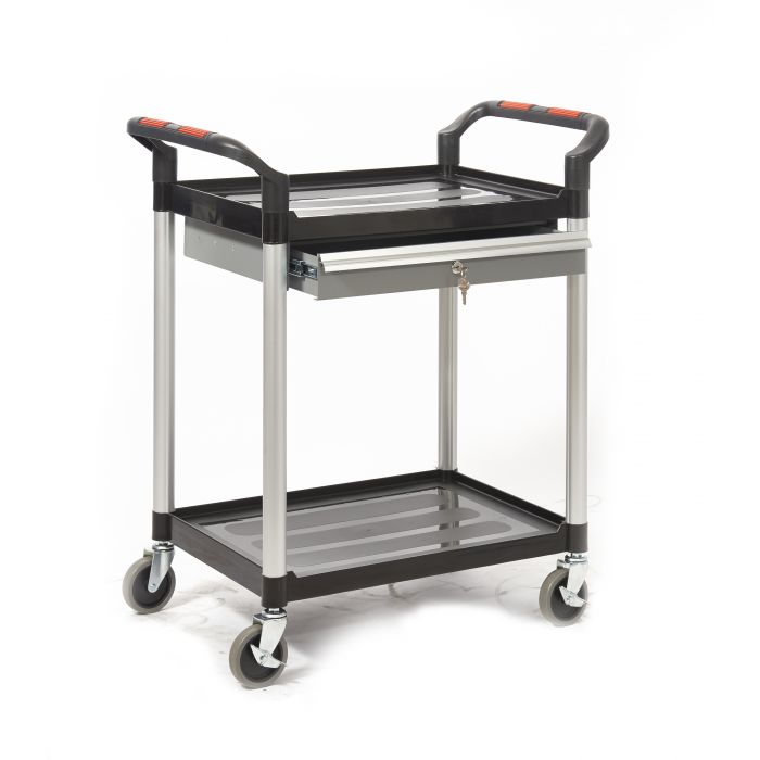 Buy Plastic 2-shelf trolley with 1 drawer now