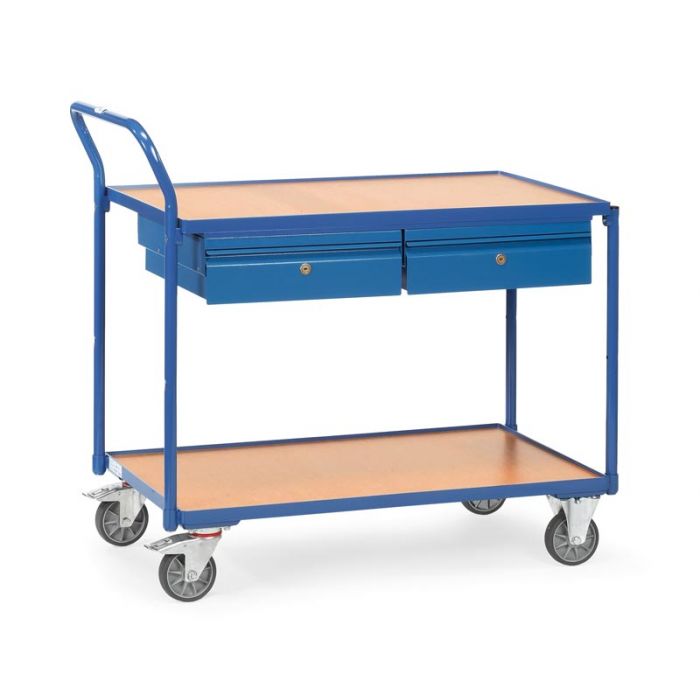 Buy Fetra Table Top Cart, 1000x600mm L x W, angled pushbar now